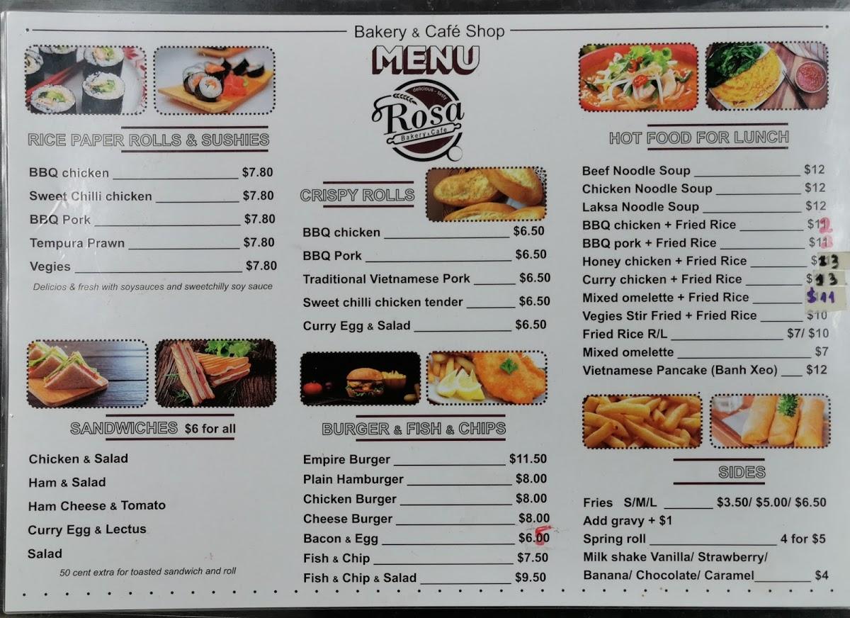 Menu at Kim Chi Bakery and Café, Grenfell