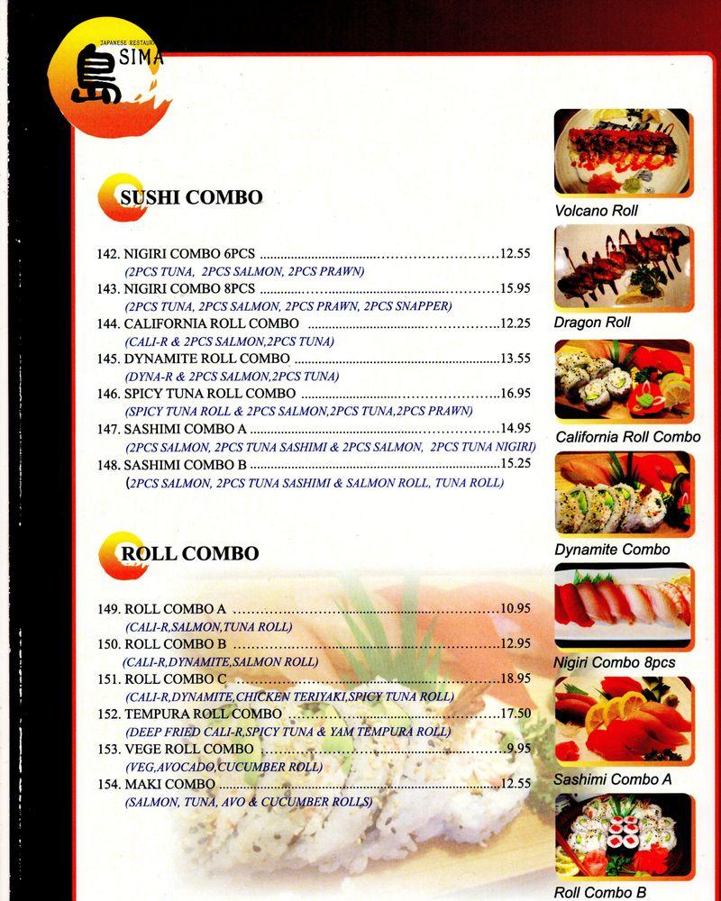 Menu at Sima Sushi (Sechelt) restaurant, Sechelt