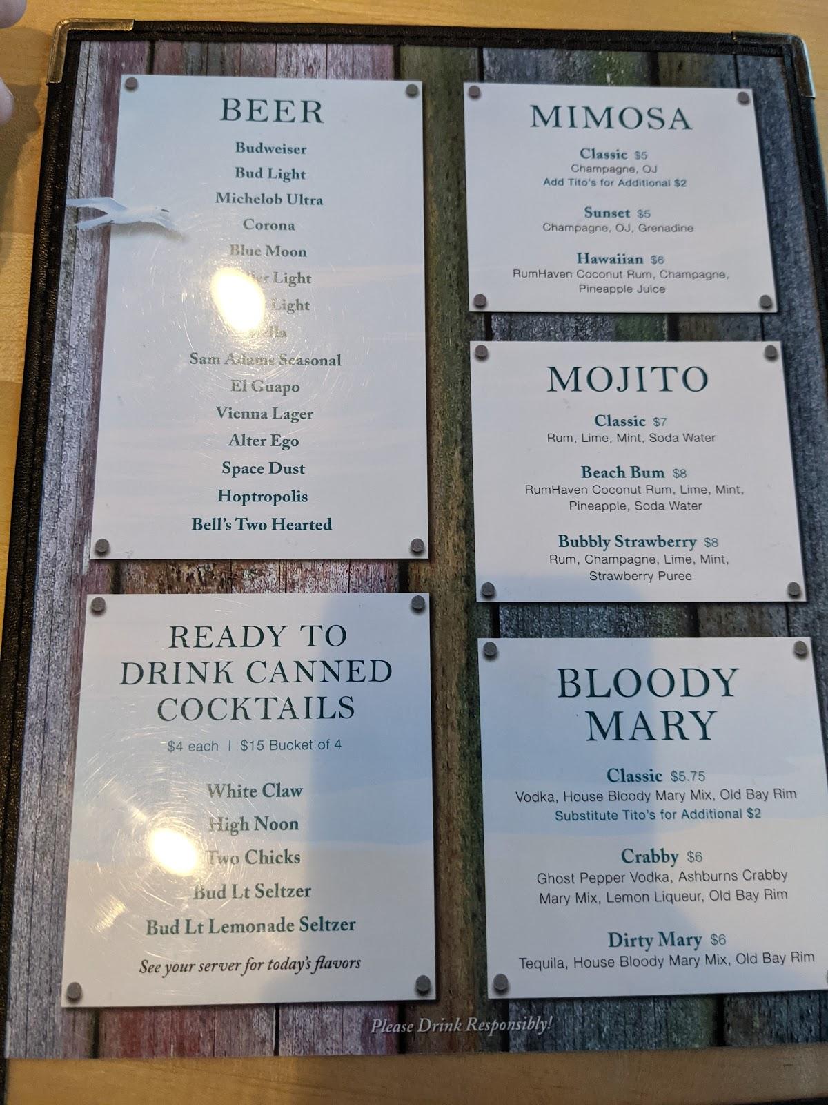 Menu at Surf Rider Bay Point pub & bar, Norfolk, 30th Bay St