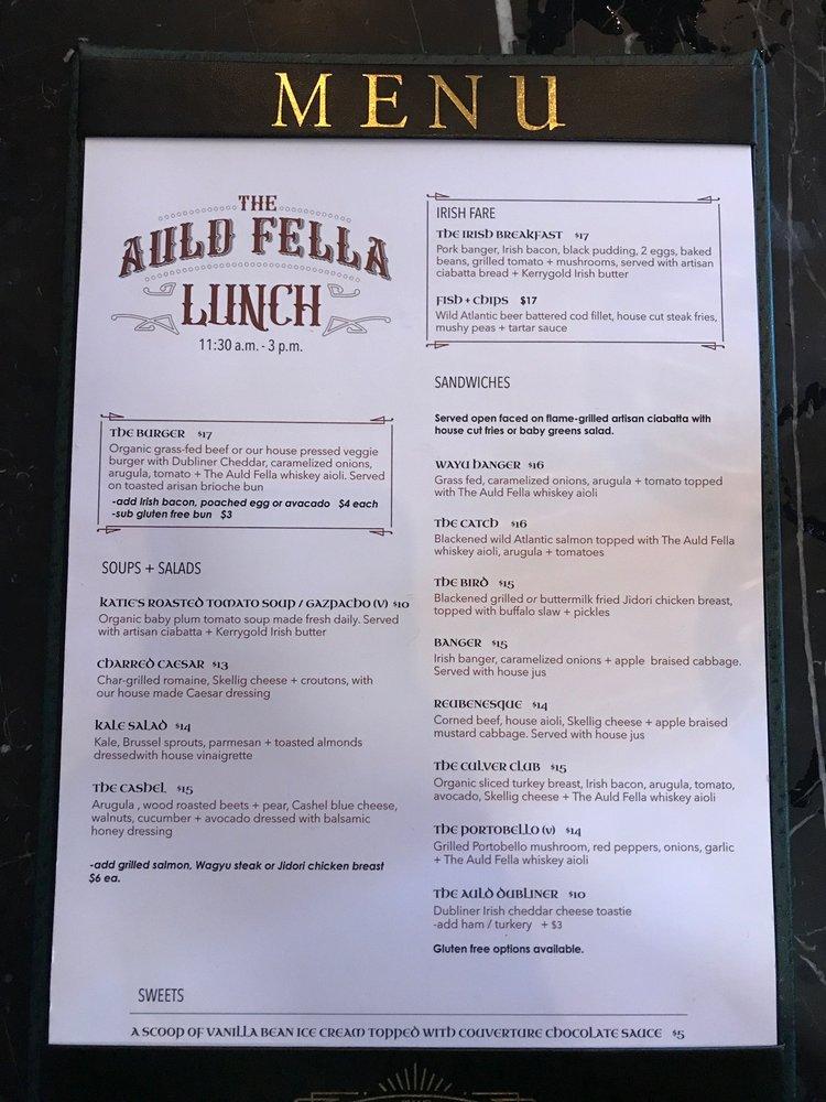 Menu at The Auld Fella - Culver City pub & bar, Culver City