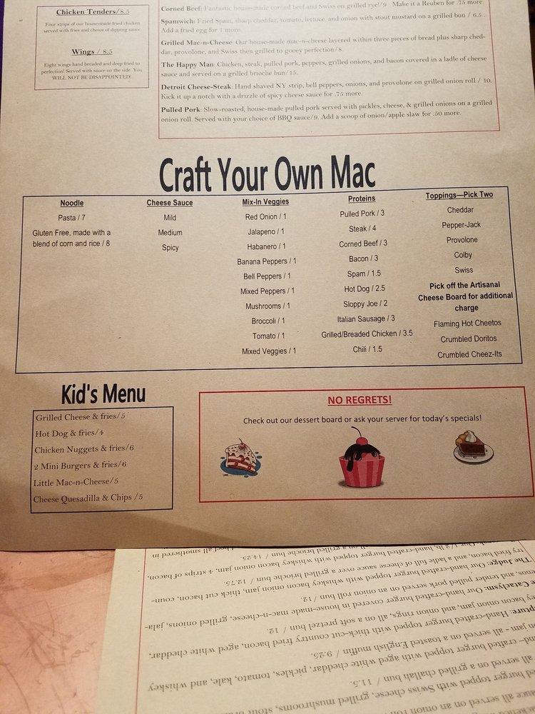 Menu at The World's End Craft Burger Bar, Roseville