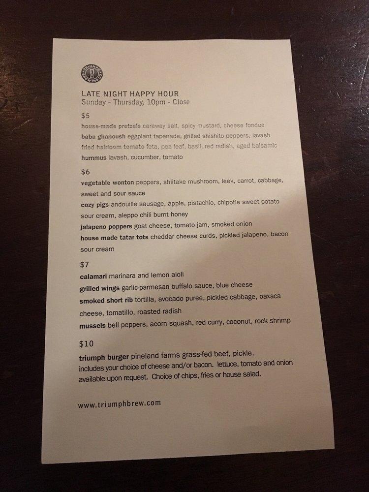 Menu at Triumph Brewing Company pub & bar, Princeton