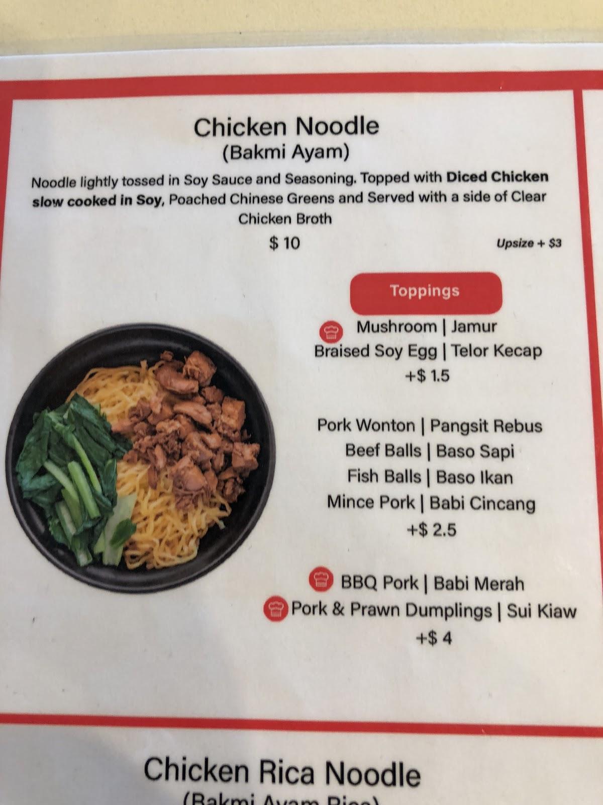 Menu at Enjoy Mie restaurant, Sydney, 375 Sussex St
