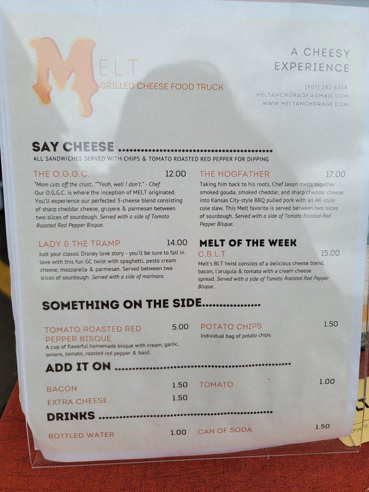 Menu at Melt, Anchorage