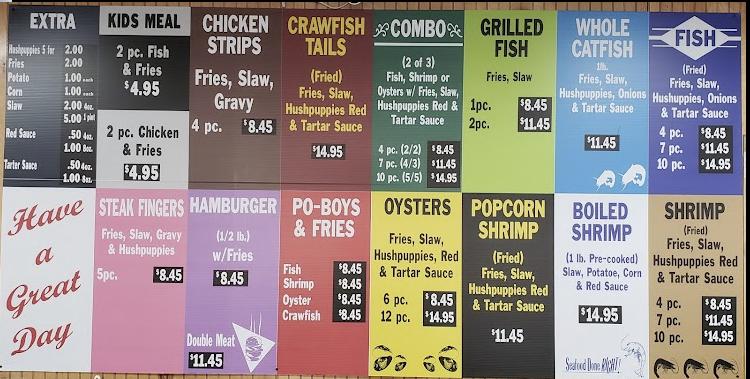 Menu at Minden Seafood restaurant, Minden