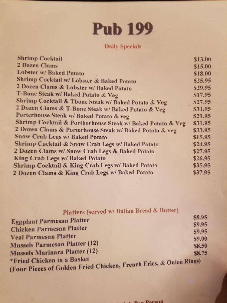 Menu at Pub 199, Mount Arlington