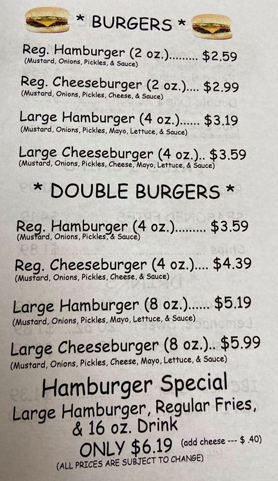 Menu at Gus's Hot Dogs restaurant, Hueytown, 224 Brooklane Dr