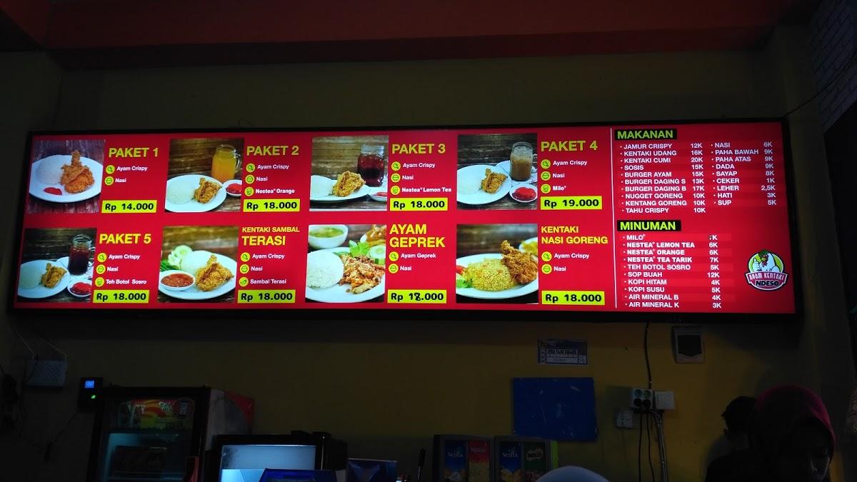 Menu at Kentaki Ndeso Ringroad restaurant, Balikpapan, Jl. Ruhui Rahayu