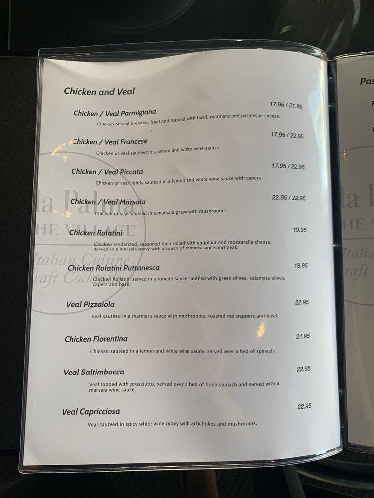 Menu at Villa Palma at the Village pub & bar, Cocoa