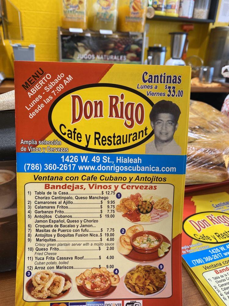 Menu at Don Rigo Cafeteria, Hialeah