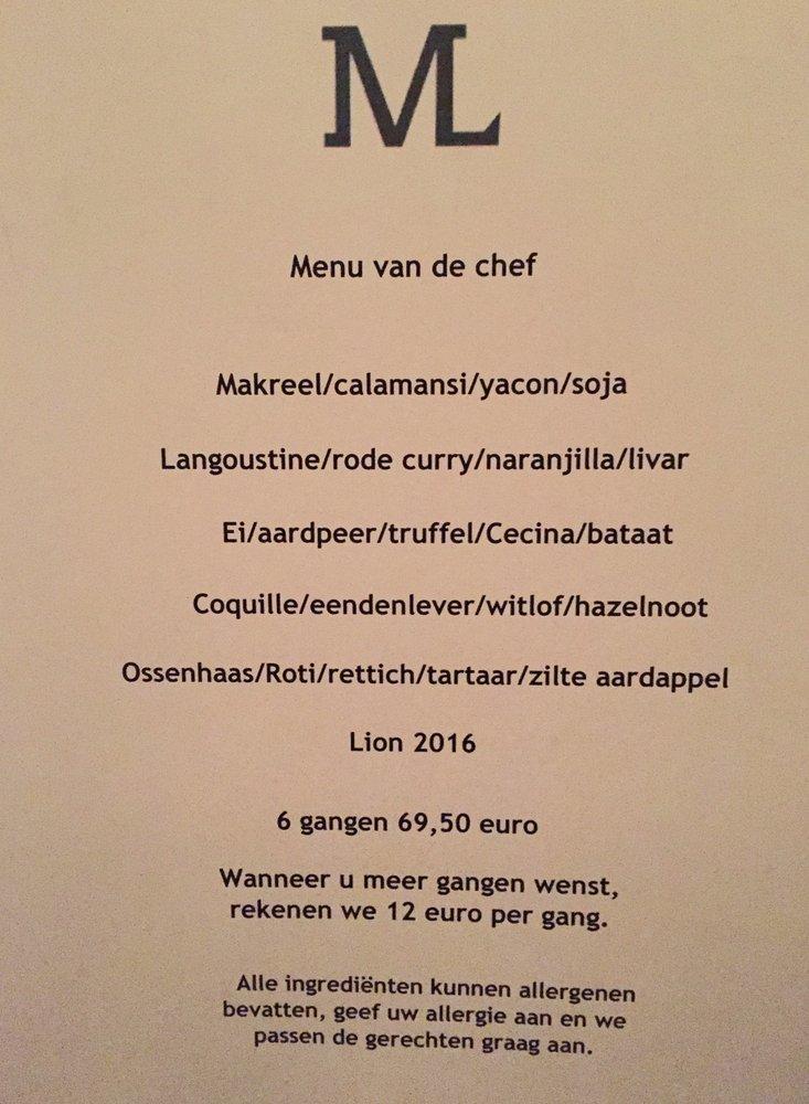 Speisekarte von Restaurant ML, Haarlem