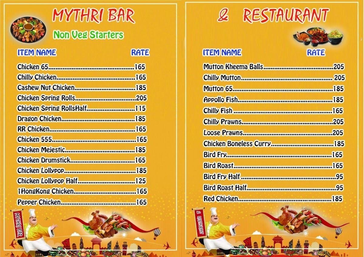 Menu at MYTHRI BAR AND RESTAURENT, Jangareddigudem