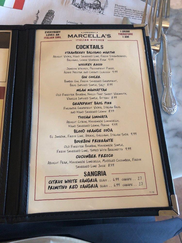 Menu at Marcella's pub & bar, Columbus, Polaris Pkwy