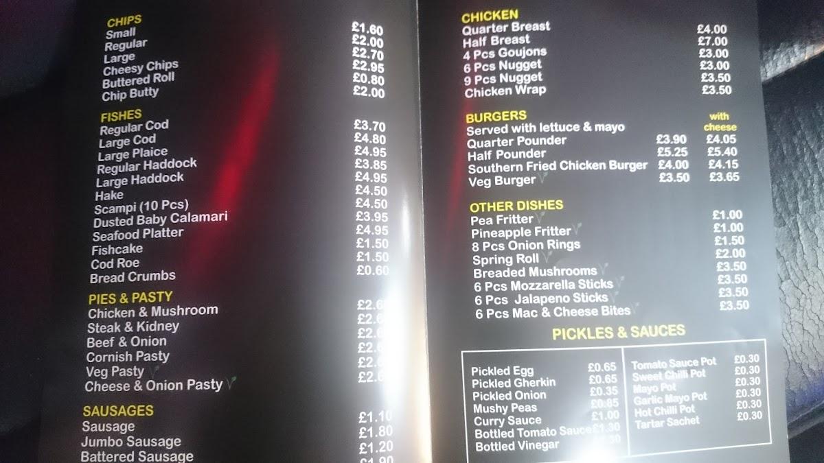 Menu at Poulner Fish & Chips fast food, Ringwood