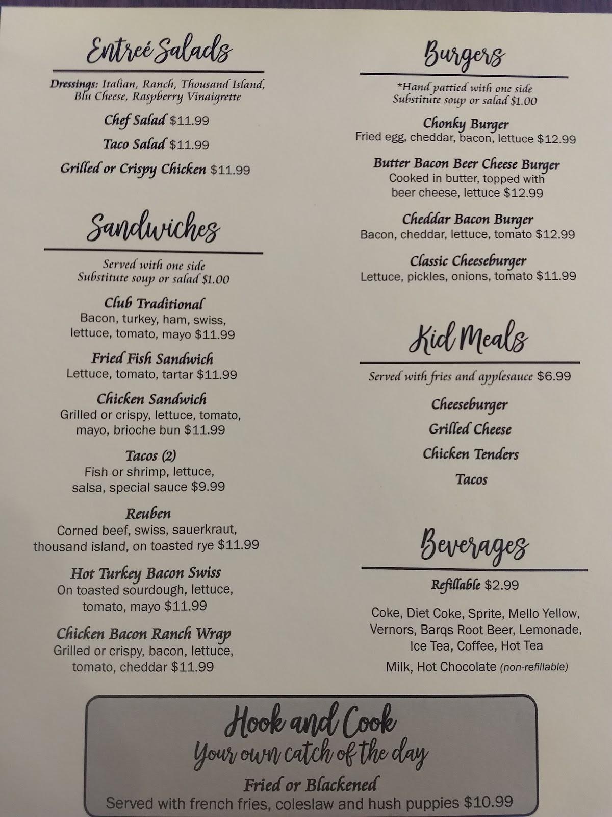 Menu at Days On The Lake restaurant, Grind Stone City