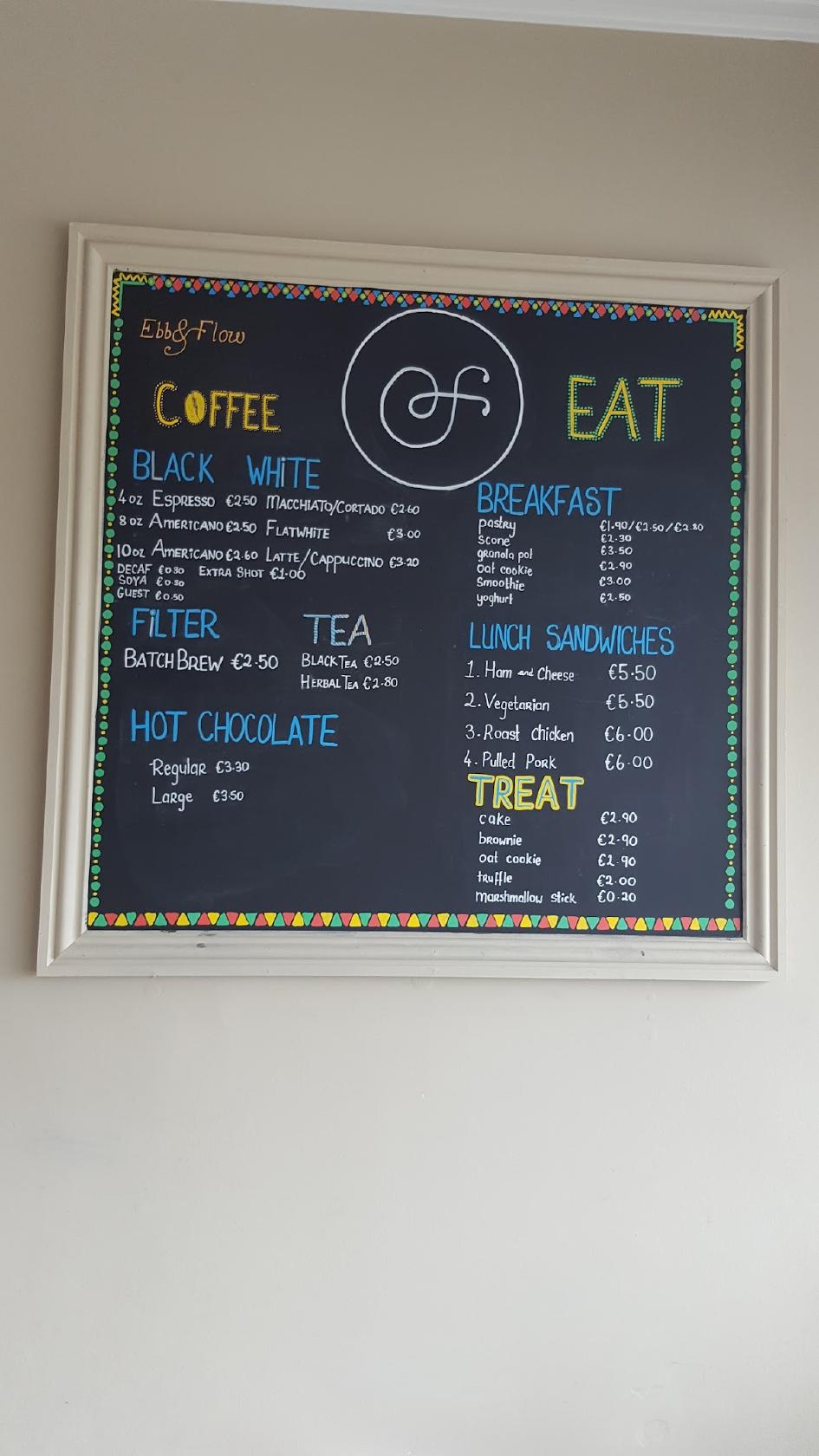 Menu at Ebb & Flow Coffee cafe, Dublin