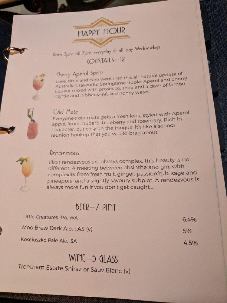 Menu at Polly Bar, Fitzroy