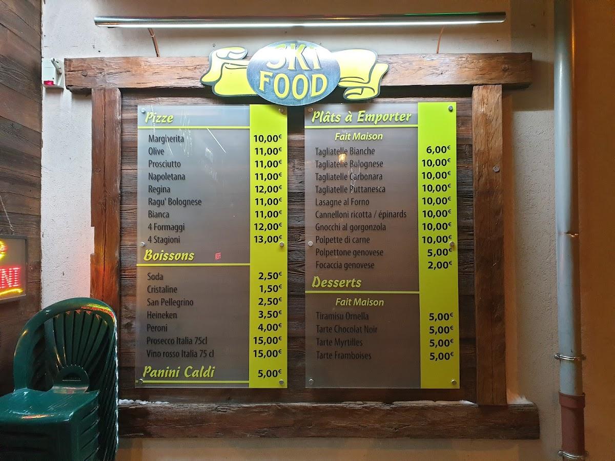 Menu at Ski Food restaurant, Valmeinier