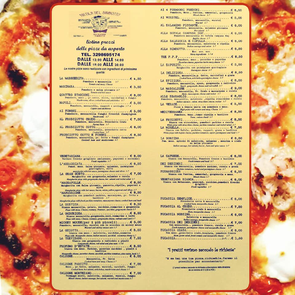 Menu at Ristorante Pizzeria A Bimbotto, Capannori, Via della Rimembranza