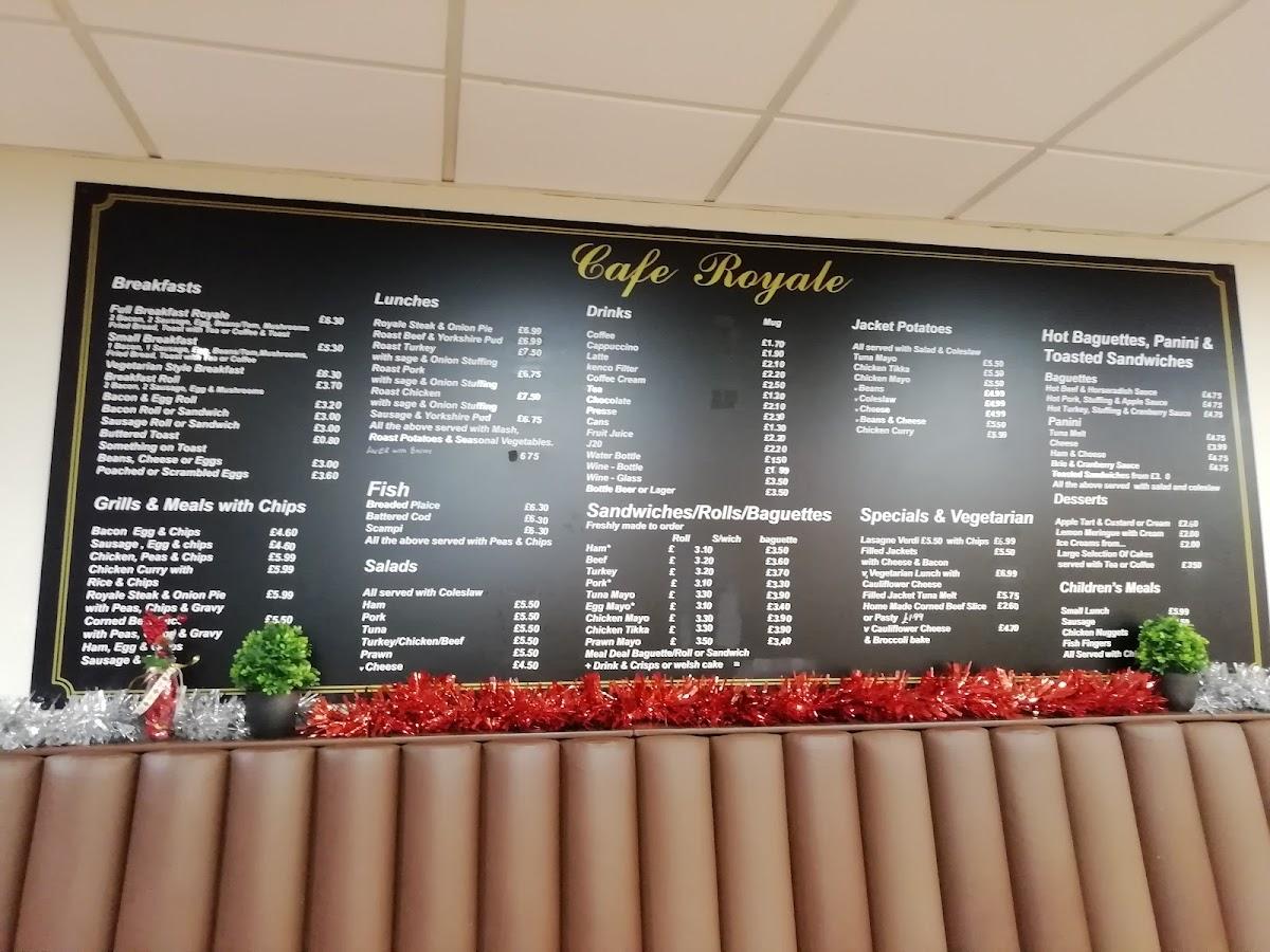 Menu at Cafe Royale, Pontypridd, 4 High St