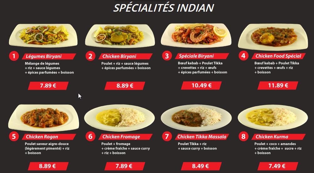 Menu at Chicken food restaurant, Marseille