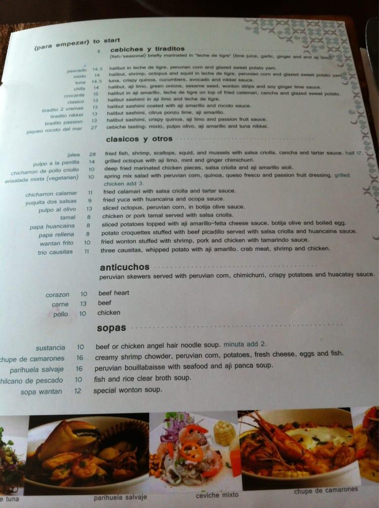 Menu at El Rocoto restaurant, Gardena, Artesia Blvd
