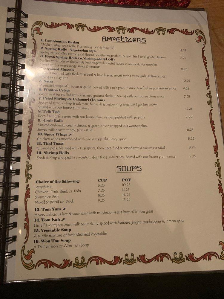 Menu at SOPA Thai Cuisine pub & bar, Yuba City