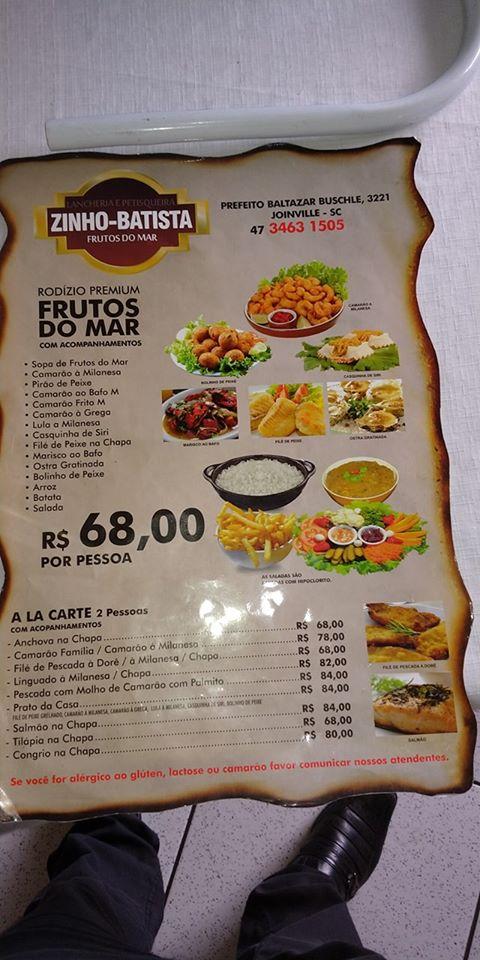Menu at Gastronomia a beira mar restaurant, Joinville
