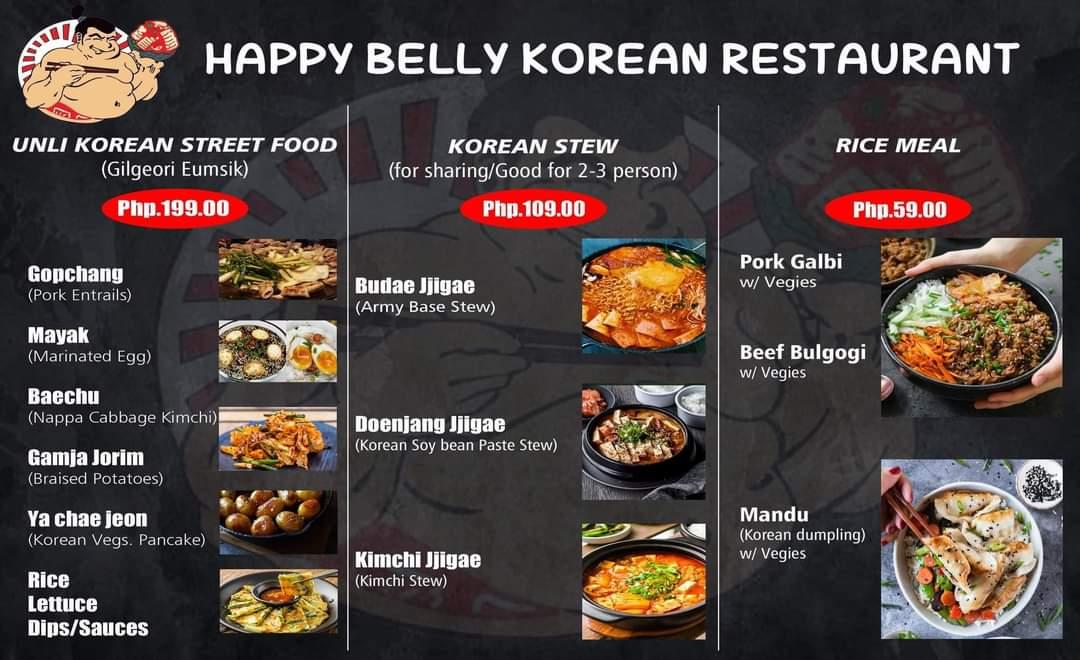 Menu at Happy Belly Korean Restaurant, Ilagan City