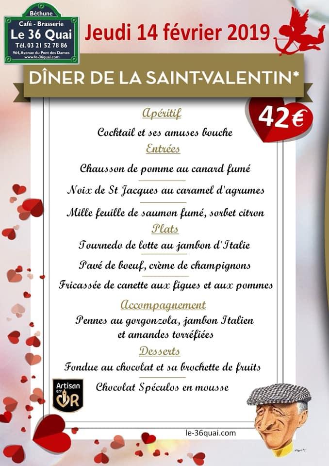 Menu at Le 36 Quai restaurant, Béthune