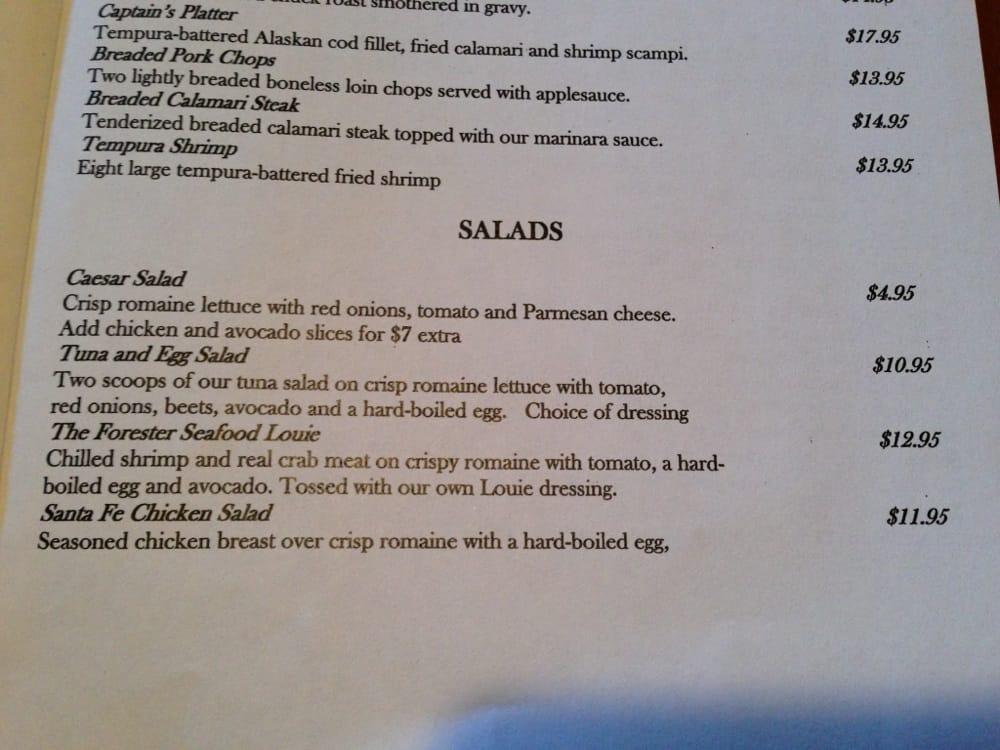 Menu at The Forester Pub & Grill, Camino