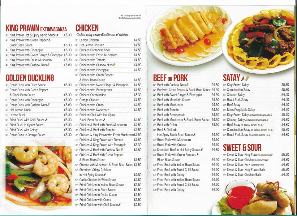 Menu at The Golden Sun fast food, Glasgow