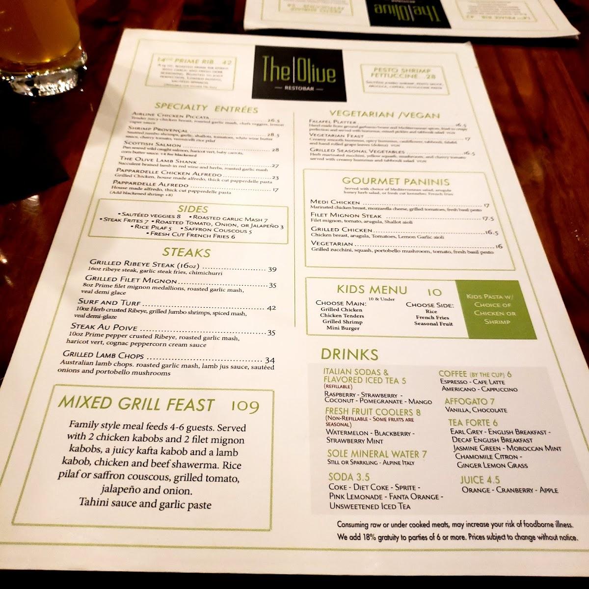 Carta de The Olive RestoBar, Downey