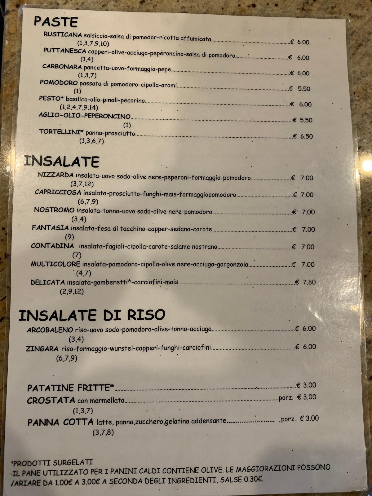 Menu da Trattoria Paninoteca Lido pub & bar, Staranzano