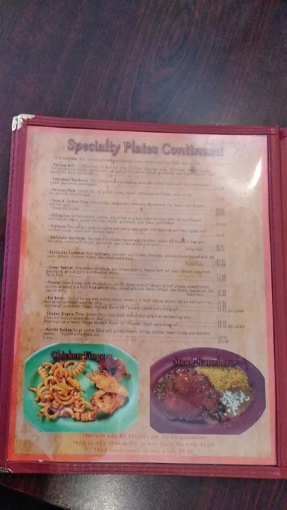 Menu at Barrigas Grill, Reform