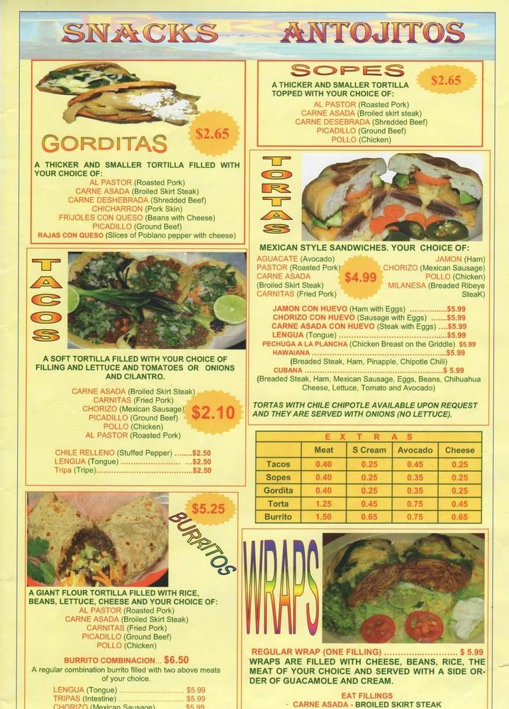 Menu at EL FARO MEXICANN CUISINE restaurant, Elgin, Lillian St