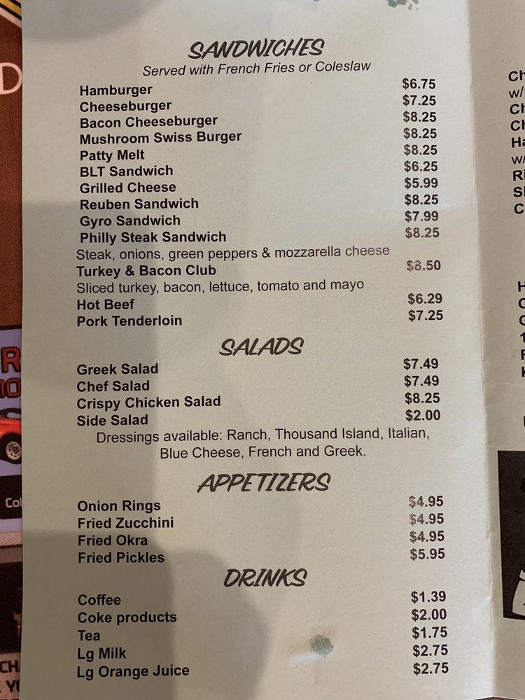 Menu at Norma's Diner restaurant, Columbus, 126 S Kansas Ave