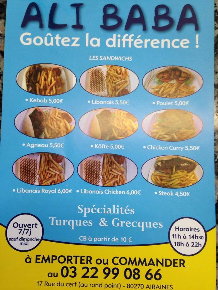Menu au Alibaba AIRAINES restaurant, Airaines