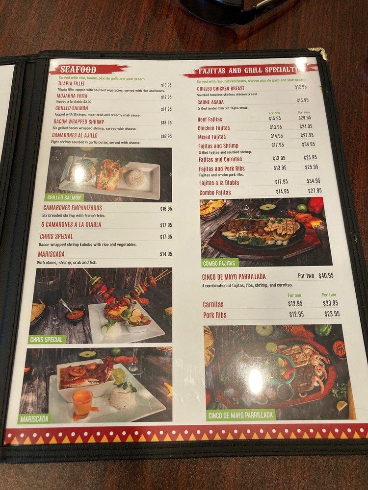 Menu at CINCO DE MAYO MEXICAN RESTAURANT & BAR, Houston, Greenhouse Rd