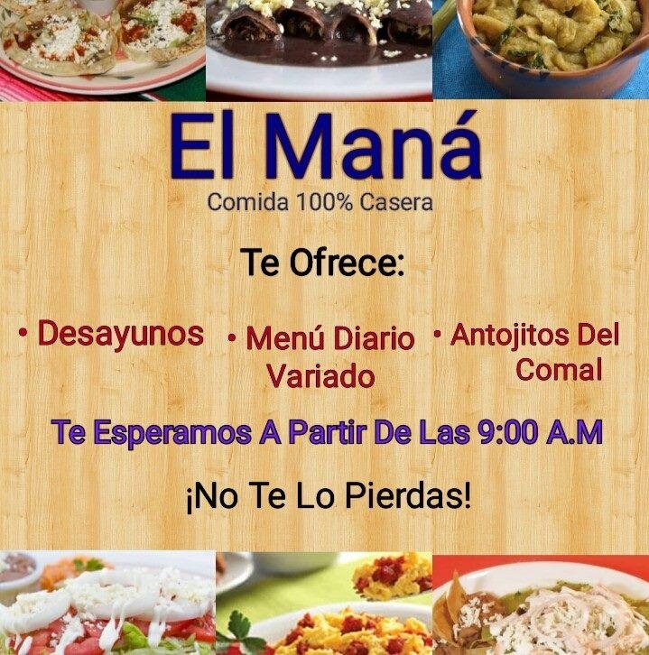 Menu at El Maná restaurant, Orizaba