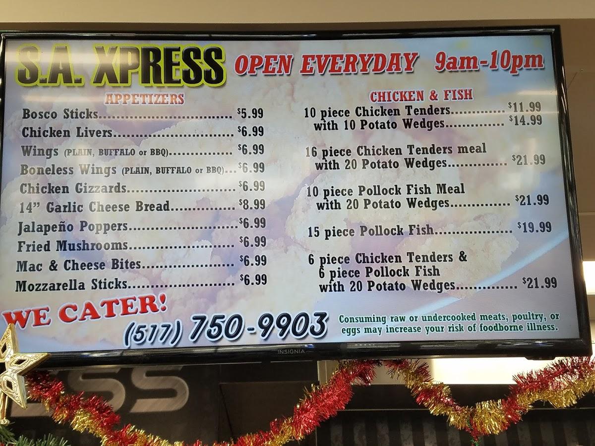 Menu at S.A. Xpress - Marathon Gas restaurant, Spring Arbor