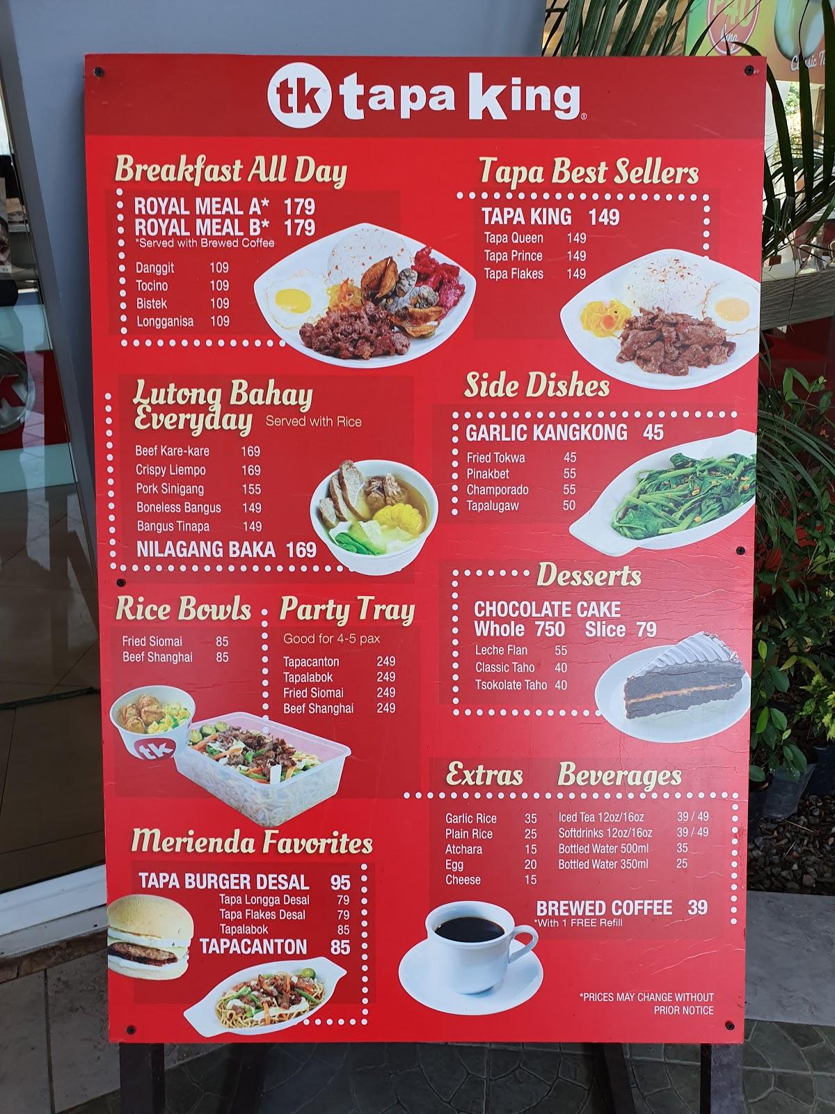 Menu at Tapa King restaurant, Mexico, 3MVC+X4C