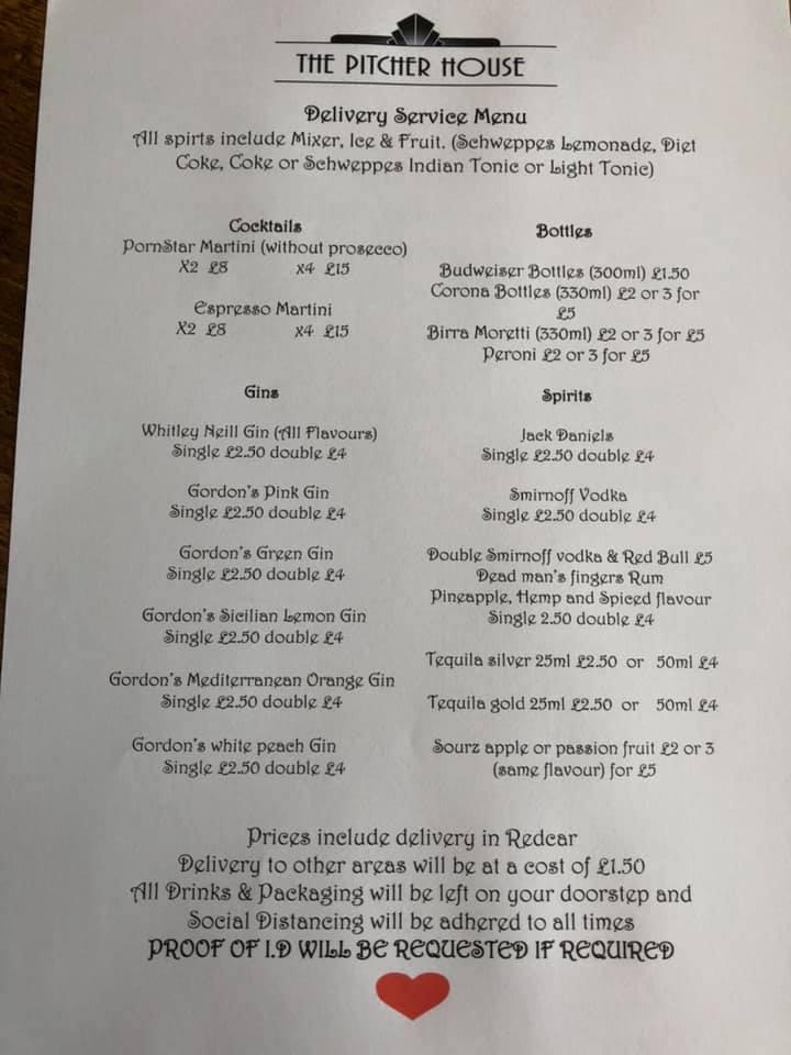 Menu at The Pitcher House - Gin&Cocktail Bar Redcar, Redcar