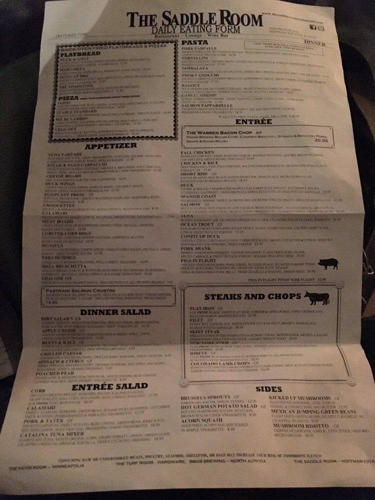 Menu at The Saddle Room pub & bar, Hoffman Estates
