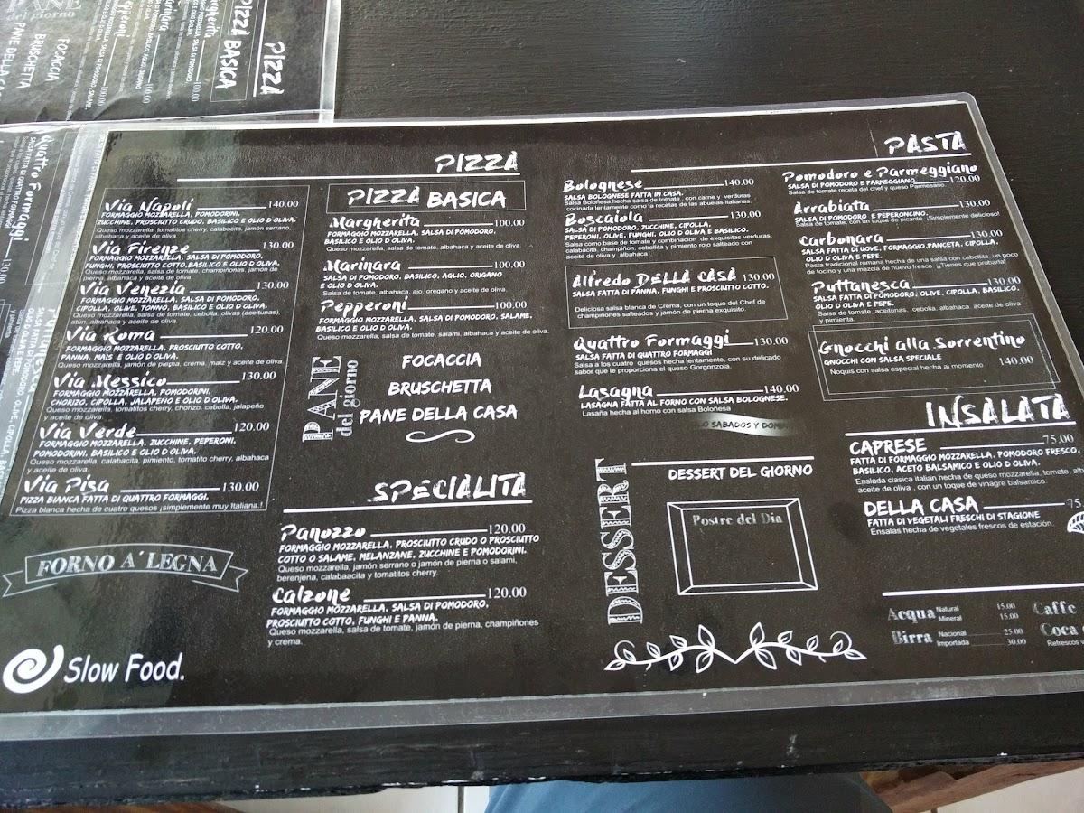 Menu at Vía Nápoli restaurant, Saltillo, Blvd. Pedro Figueroa