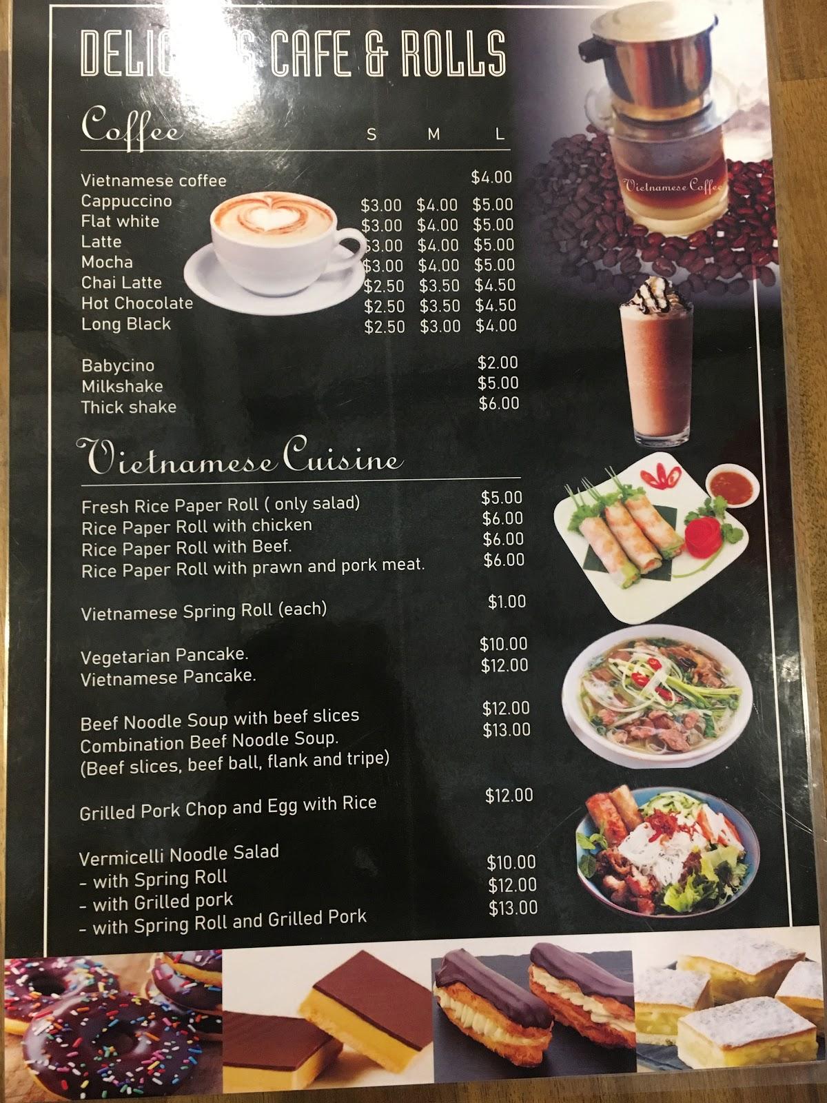 Menu at Vietnamese Delicious Cafe and Rolls, Gymea