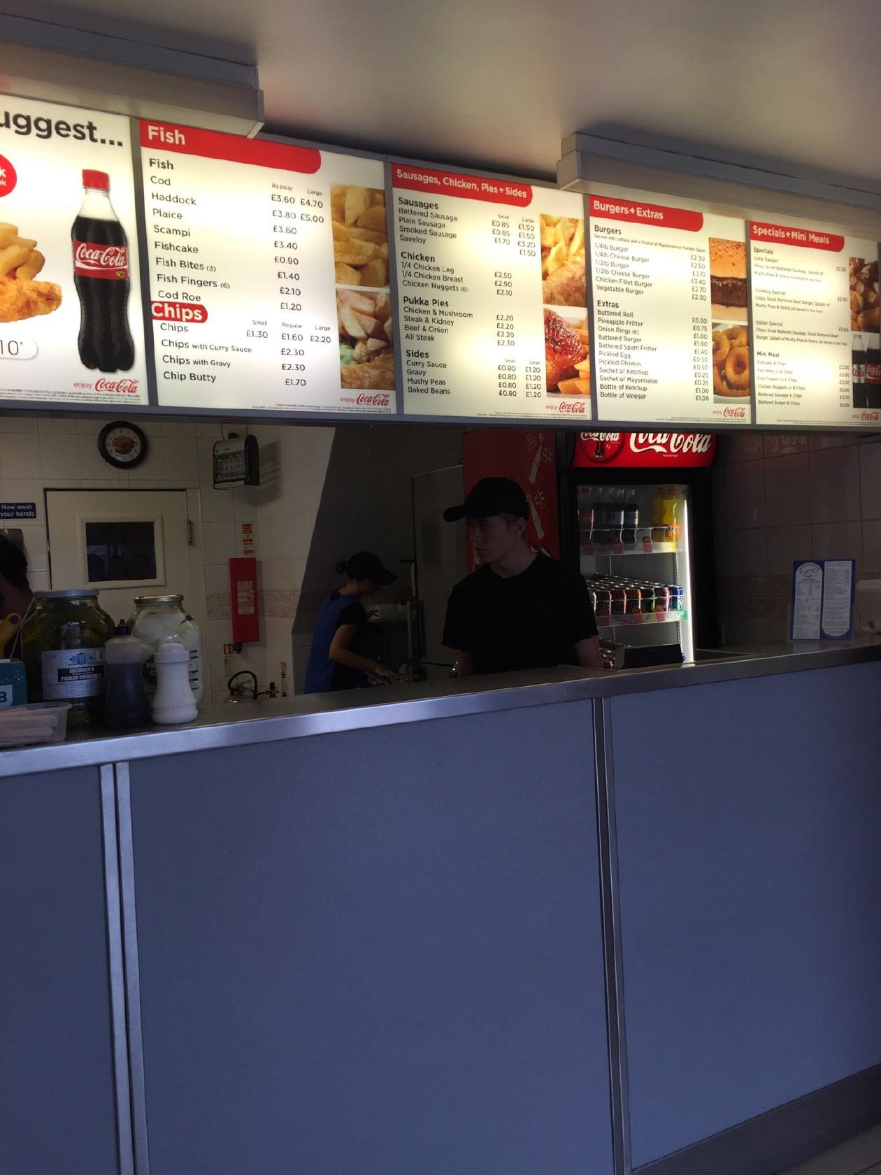 Menu at Woodston Chippy restaurant, Peterborough