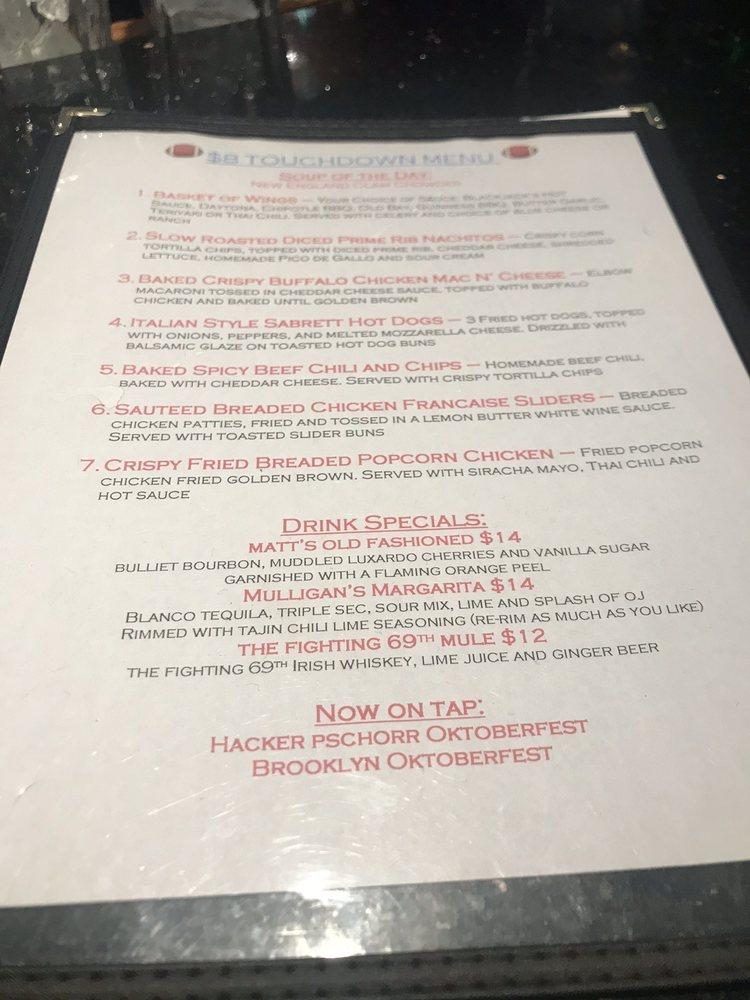 Menu at Blackjack Mulligan's Public House, Hawthorne