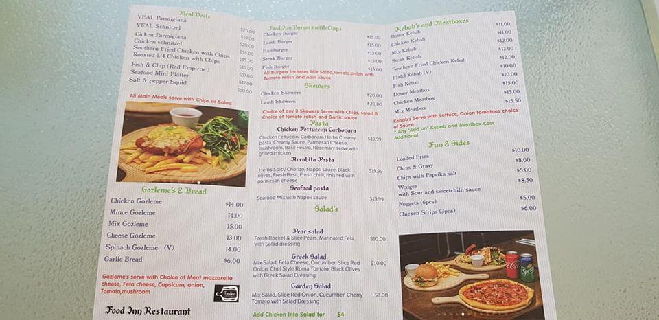 Menu at Food Inn Gero pizzeria, Geraldton