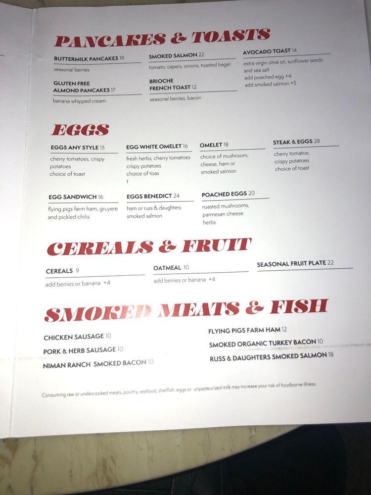 Menu at Paris Cafe, New York City, TWA Hotel